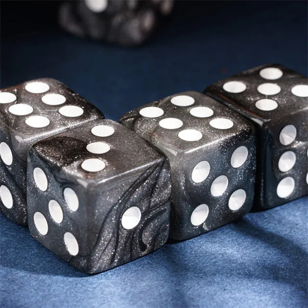 Level Up Dice | D6 Black Gray 16mm Glitter | 12 Dice - Level Up Store