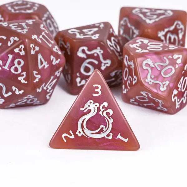 Level Up Dice | Dragon Cloud Pattern Dice | Pink - Level Up Store