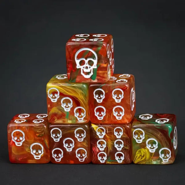 Level Up Dice | 16mm D6 Amber Skull Dice | 6 Dice - Level Up Store