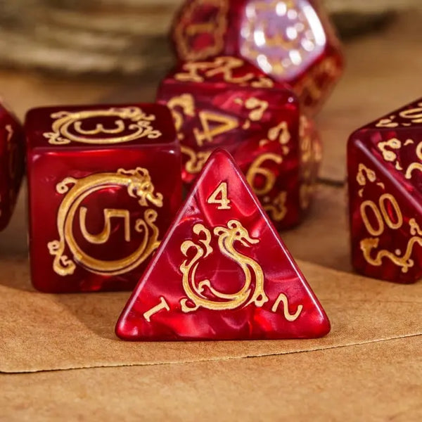 Level Up Dice | Dragon Cloud Pattern Dice | Red - Level Up Store