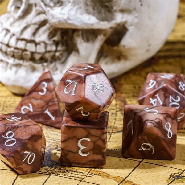 Level Up Premium Dice | Natural Red Leopard Skin Stone - Level Up Store