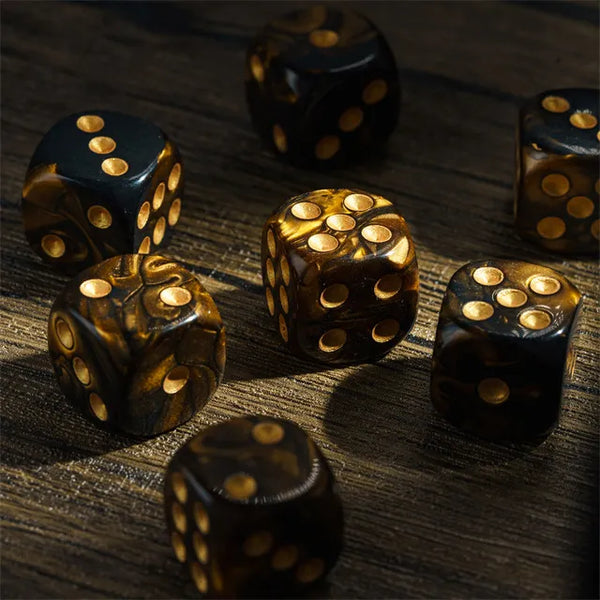 Level Up Dice | 16mm D6 Marbled Brown and Black | 6 Dice - Level Up Store