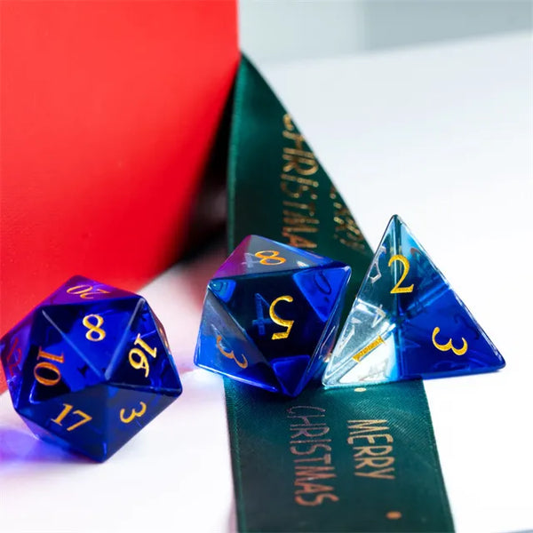 Level Up Premium Dice | Colorful Glaze Glass | Transparent Blue - Level ...