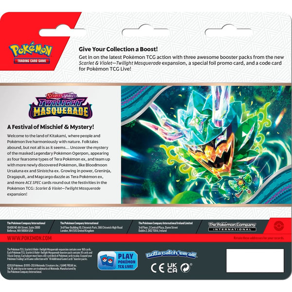 Pokemon TCG Scarlet Violet - Twilight Masquerade 3 Pack Blister | Reva ...