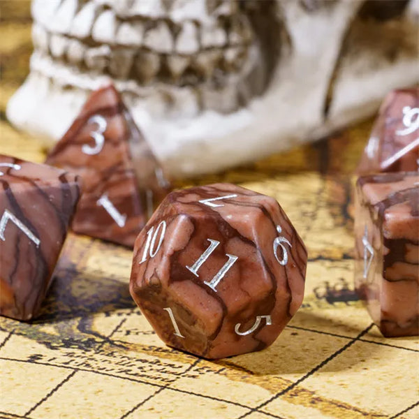 Level Up Premium Dice | Natural Red Leopard Skin Stone - Level Up Store