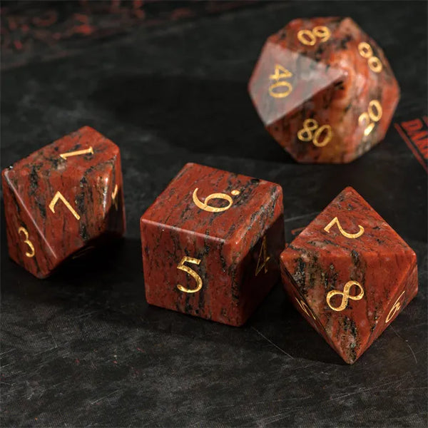 Level Up Premium Dice | Granite Sesame Red Gemstone - Level Up Store