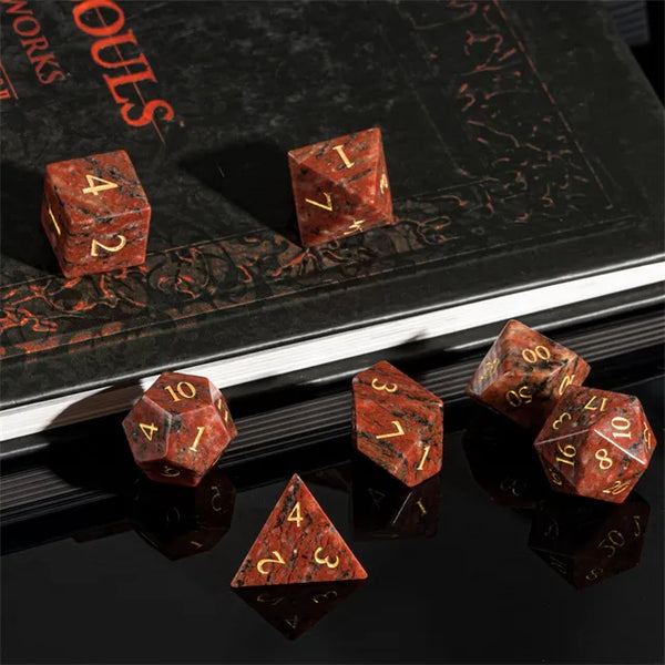 Level Up Premium Dice | Granite Sesame Red Gemstone - Level Up Store